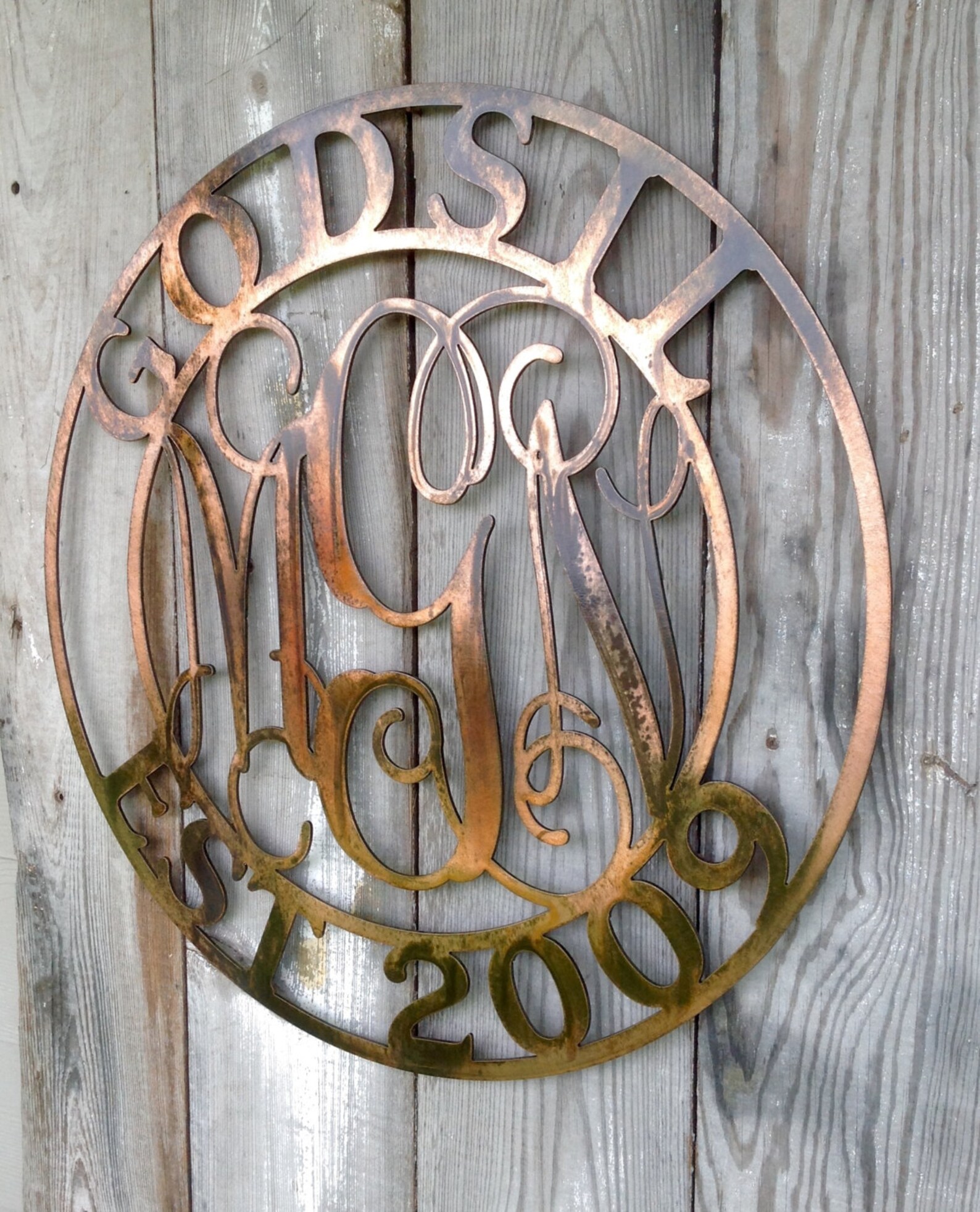 Vine Monogram Customized Copper Plated Metal Steel Wall Mount | Etsy