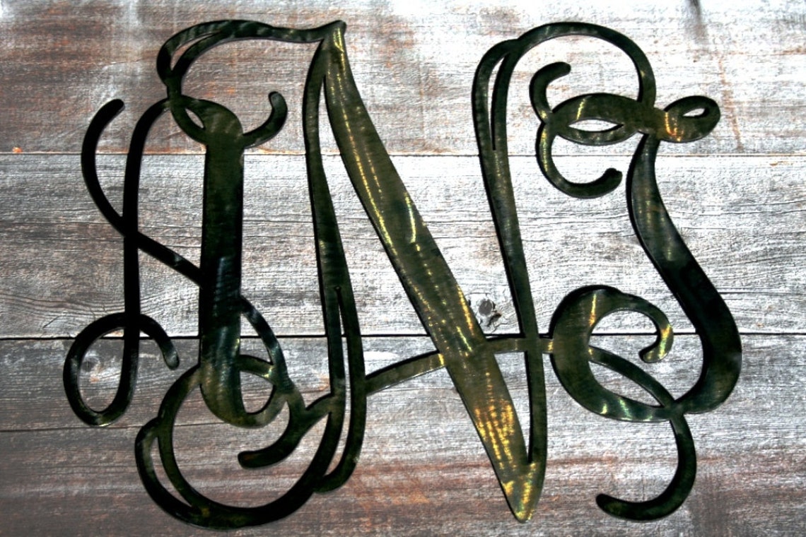 Vine Monogram Personalized Initials Bronze Plated Letters Custom Cut ...