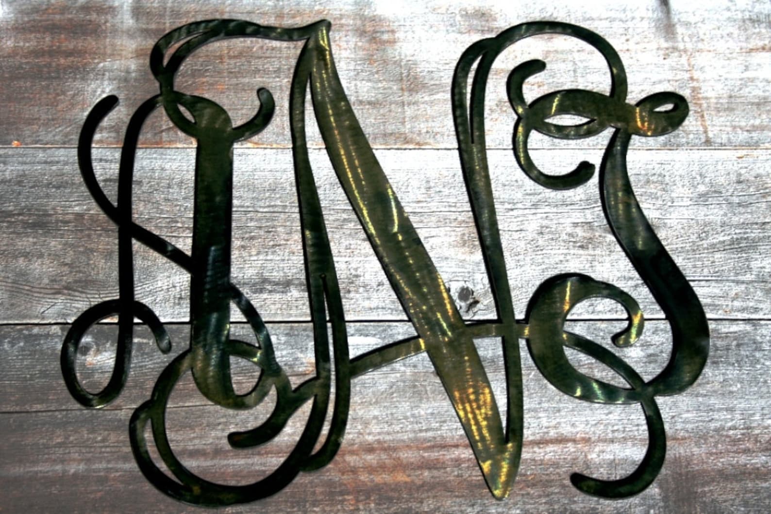 Vine Monogram Personalized Initials Bronze Plated Letters - Etsy