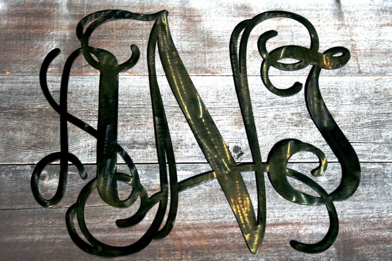 Vine Monogram Personalized Initials Bronze Plated Letters - Etsy