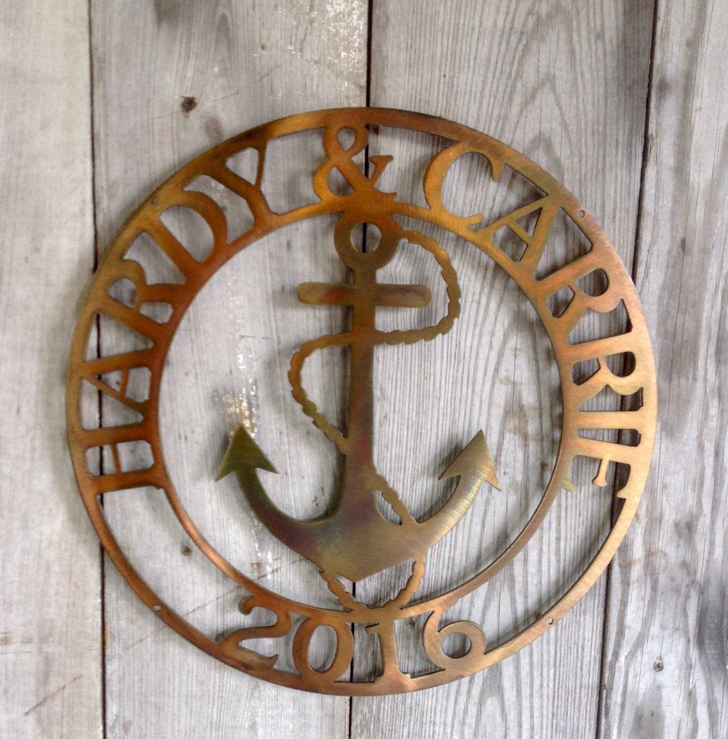 Customizable Nautical Anchor Copper or Bronze Plated Steel Metal Wall ...