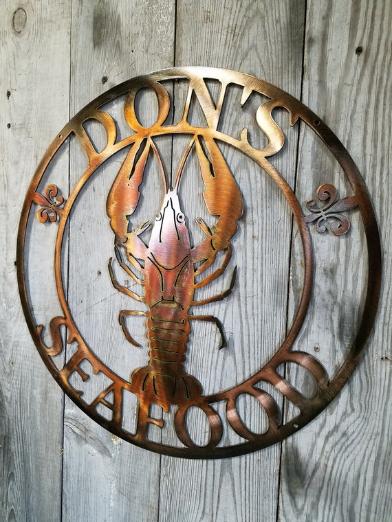 Crawfish Custom Copper or Bronze Plated Round Metal Sign | Etsy