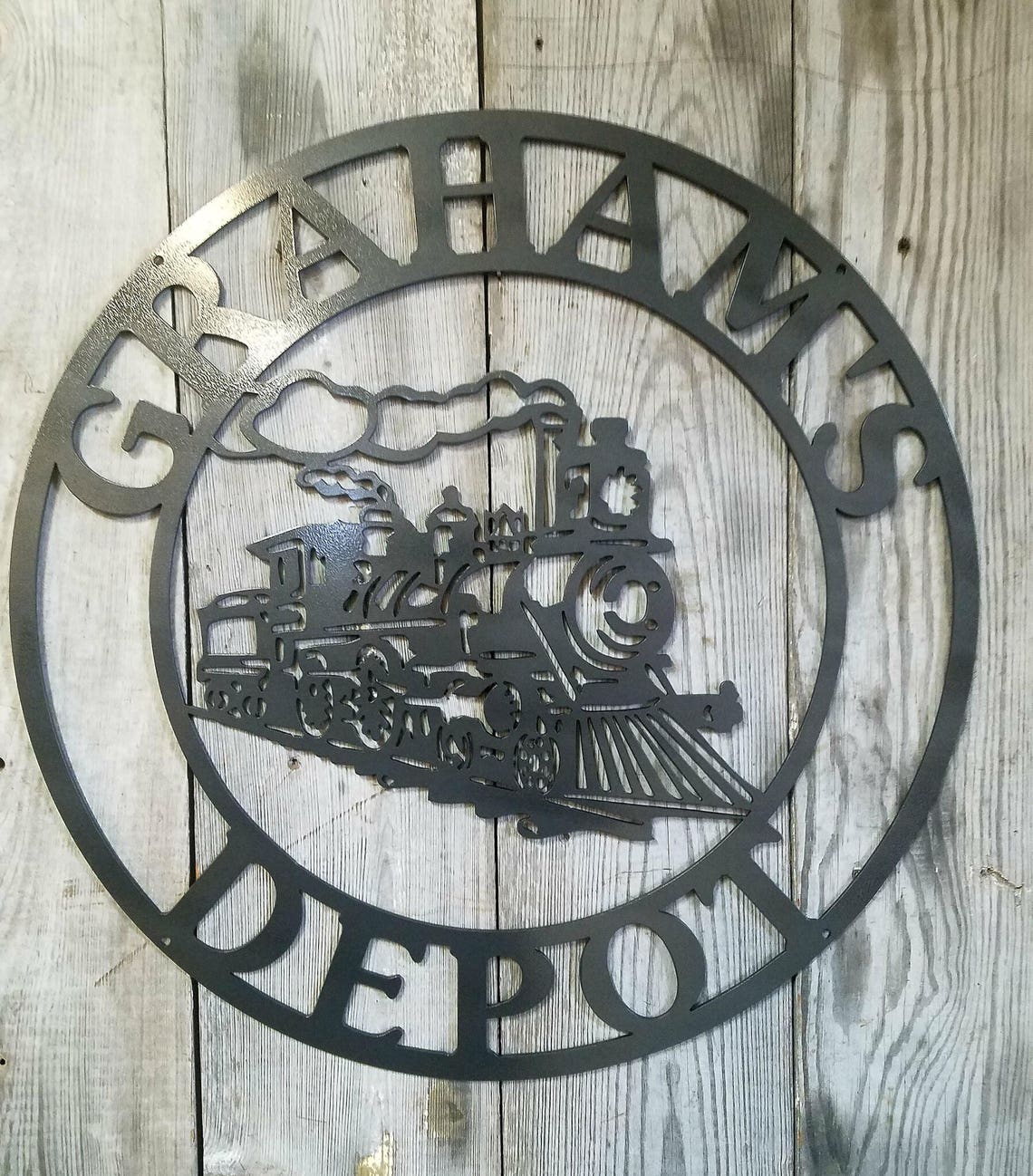 Customizable Locomotive Train Center Round Steel Metal Wall Mount ...