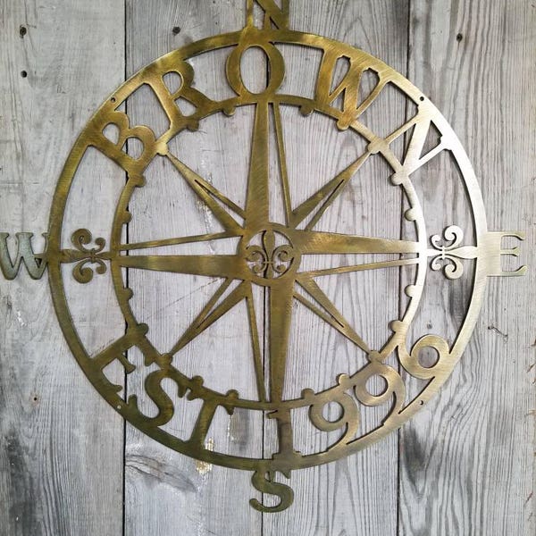 Personalized Compass Metal Sign - Etsy