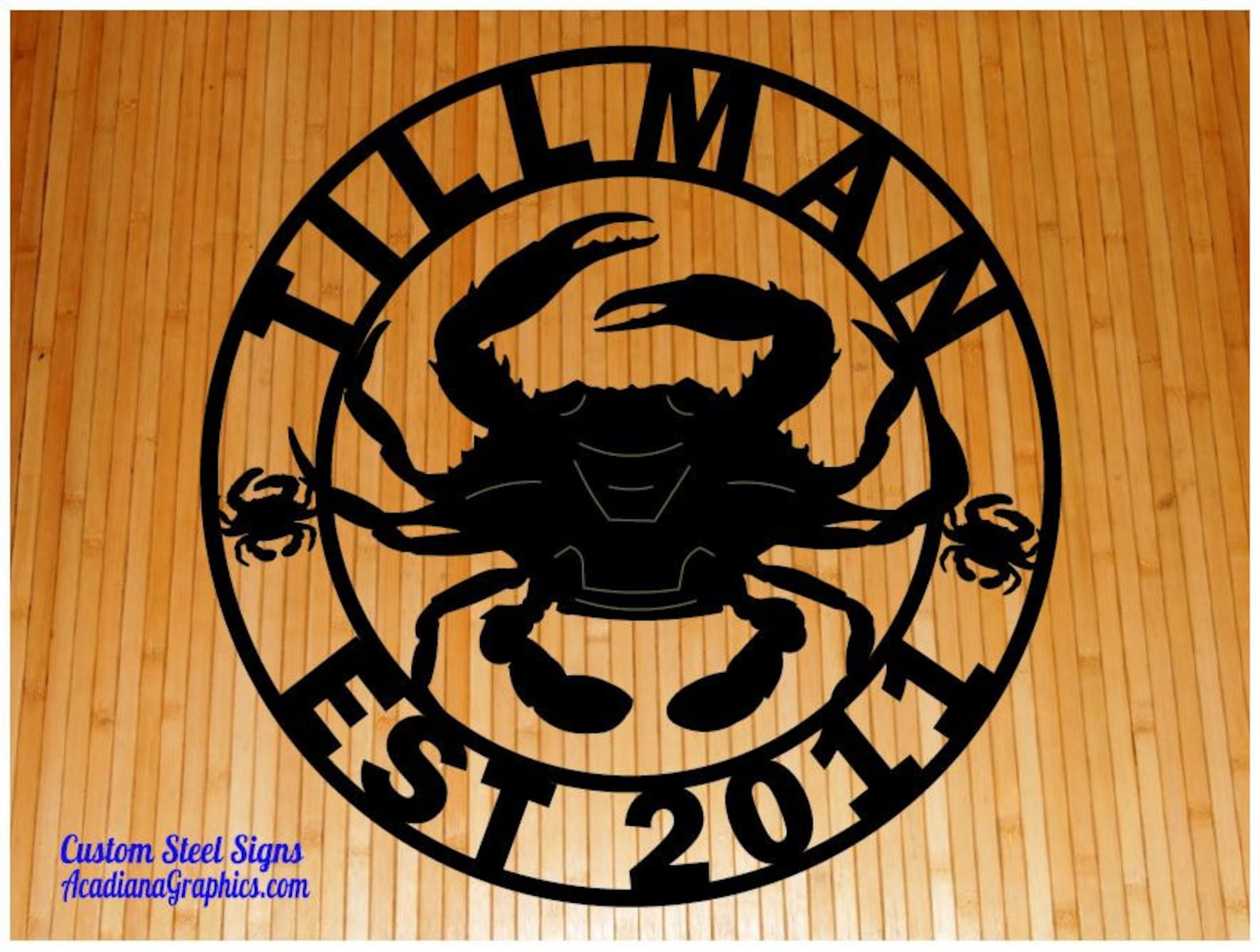 Custom Wall Mount Crab Round Steel Sign | Etsy