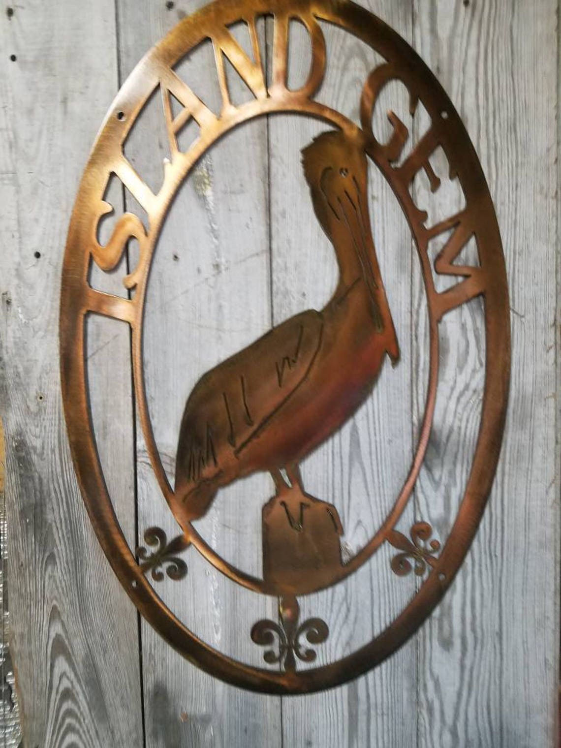 Customizable Pelican on a Pole Oval Bienvenue Welcome Antique - Etsy