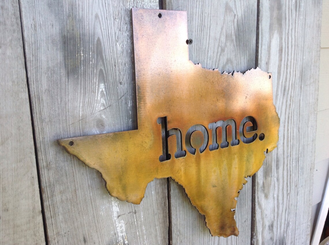 Texas State Home Plaque in Antique Copper Plate and Bronze - Etsy