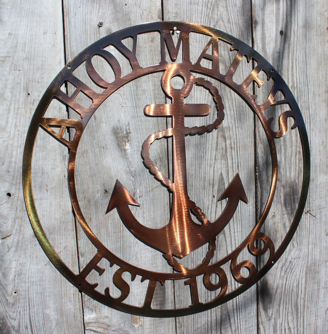 Customizable Nautical Anchor Copper or Bronze Plated Steel Metal Wall ...