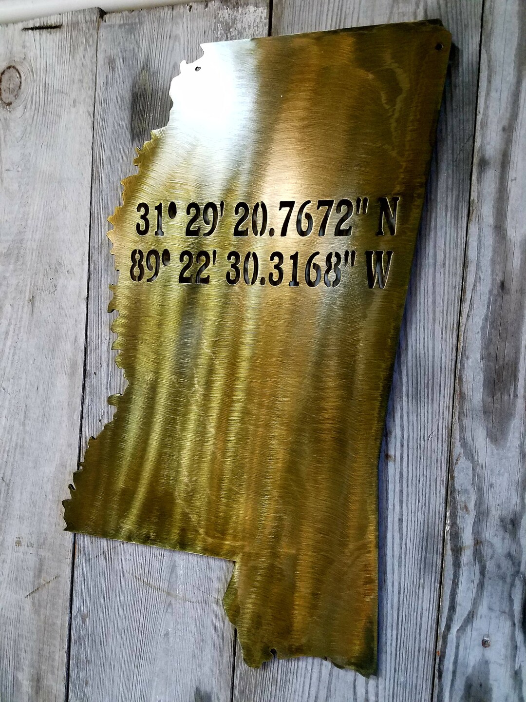 State Plaque With Coordinates in Antique Bronze - Etsy