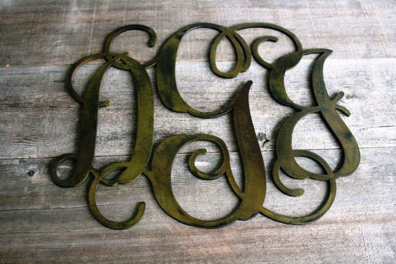 Vine Monogram Personalized Initials Bronze Plated Letters - Etsy