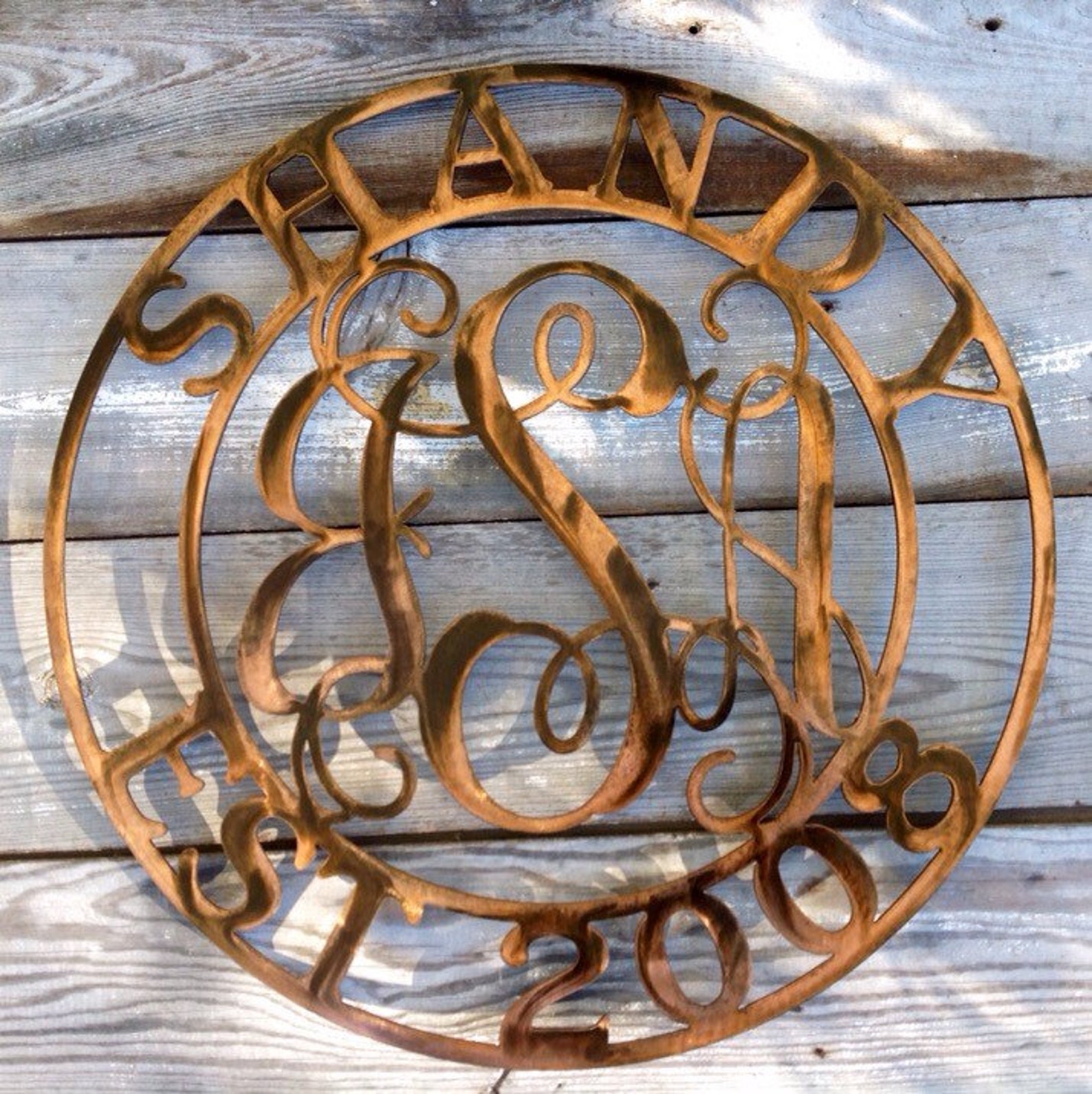 Vine Monogram Customized Copper Plated Metal Steel Wall Mount | Etsy