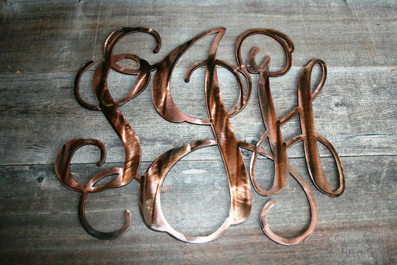 Metal Vine Monogram Personalized Initials Antique Copper - Etsy