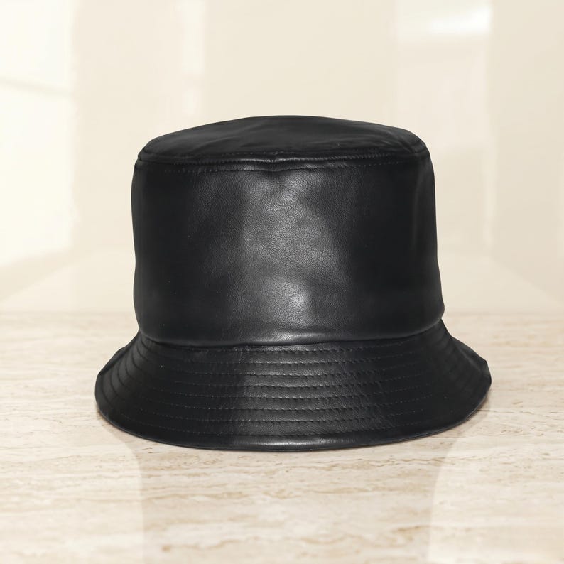 Black Leather Bucket Hat – Unisex Streetwear & Urban Fashion Headwear ...