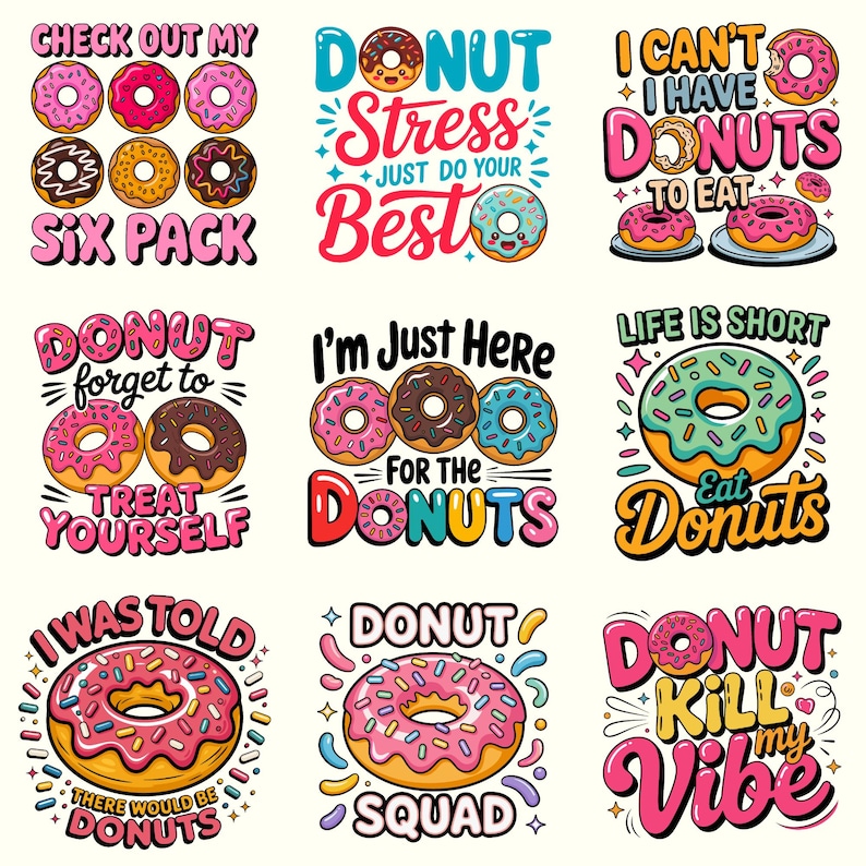 Donut Lover PNG SVG Bundle | Funny Quotes Graphics | Treat Clipart ...