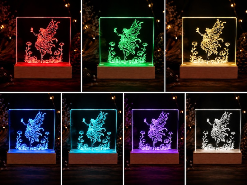Almárëa the Spring Fairy Desk Lamp – Laser Engraved Acrylic Fantasy ...