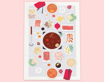 Watercolor Chinese Hot Pot Red Panda Art Print - Etsy