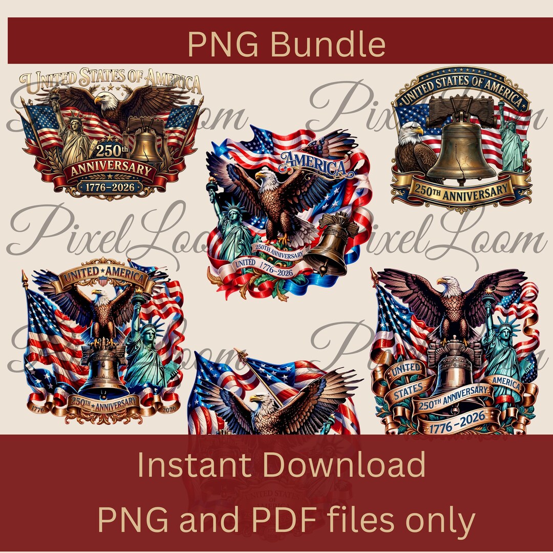 250th Anniversary USA PNG Bundle | Vintage Patriotic Eagle Artwork ...
