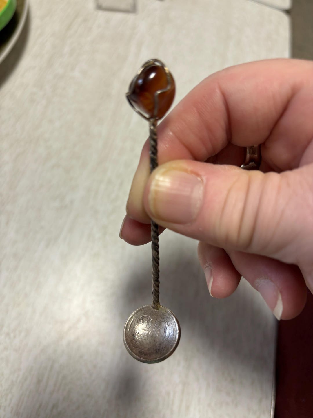 Little Spoon Made From Brazilian Coin and Tumbled Stone - Etsy