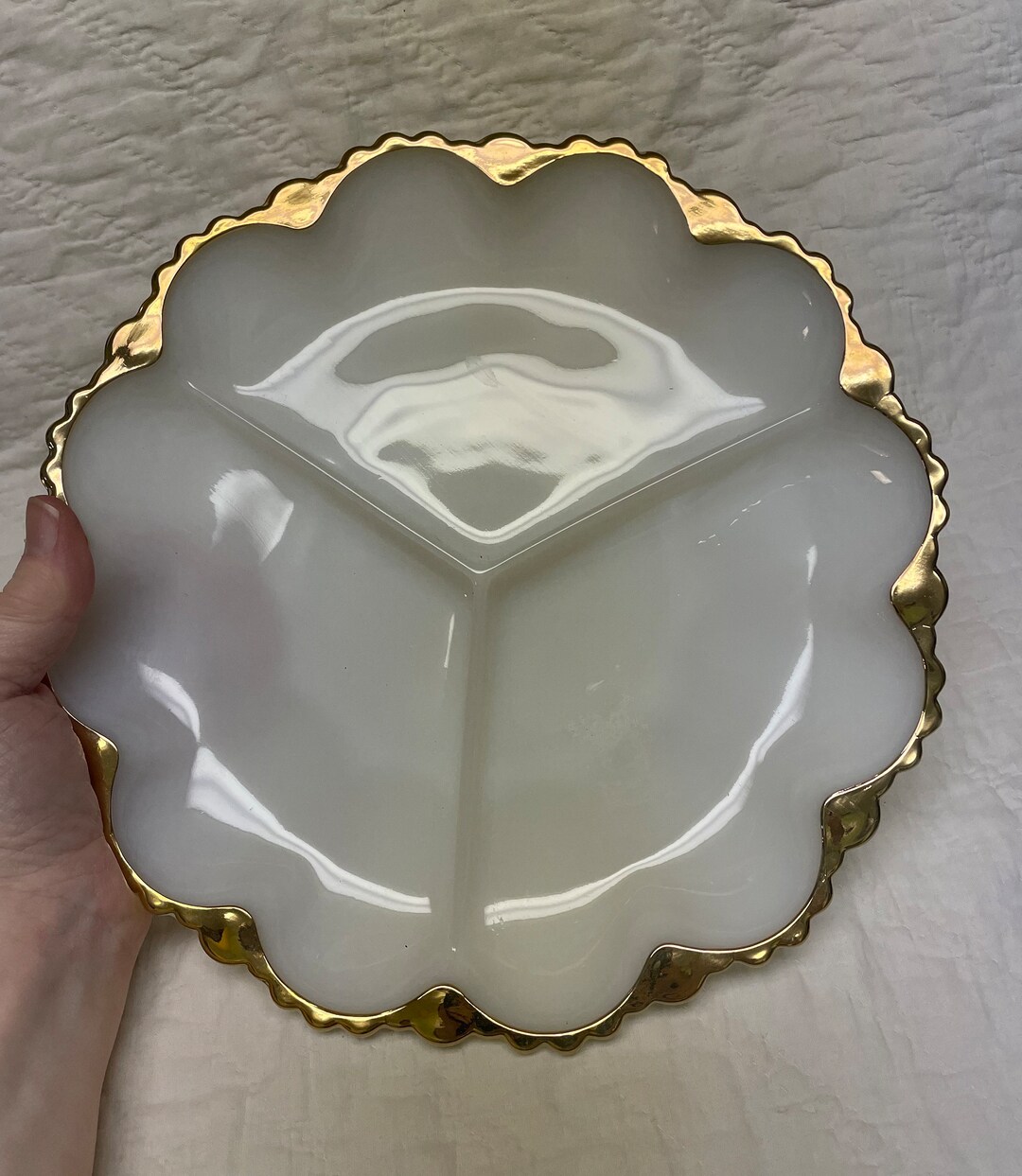 Milk Glass Divided Plate or Serving Tray - Etsy