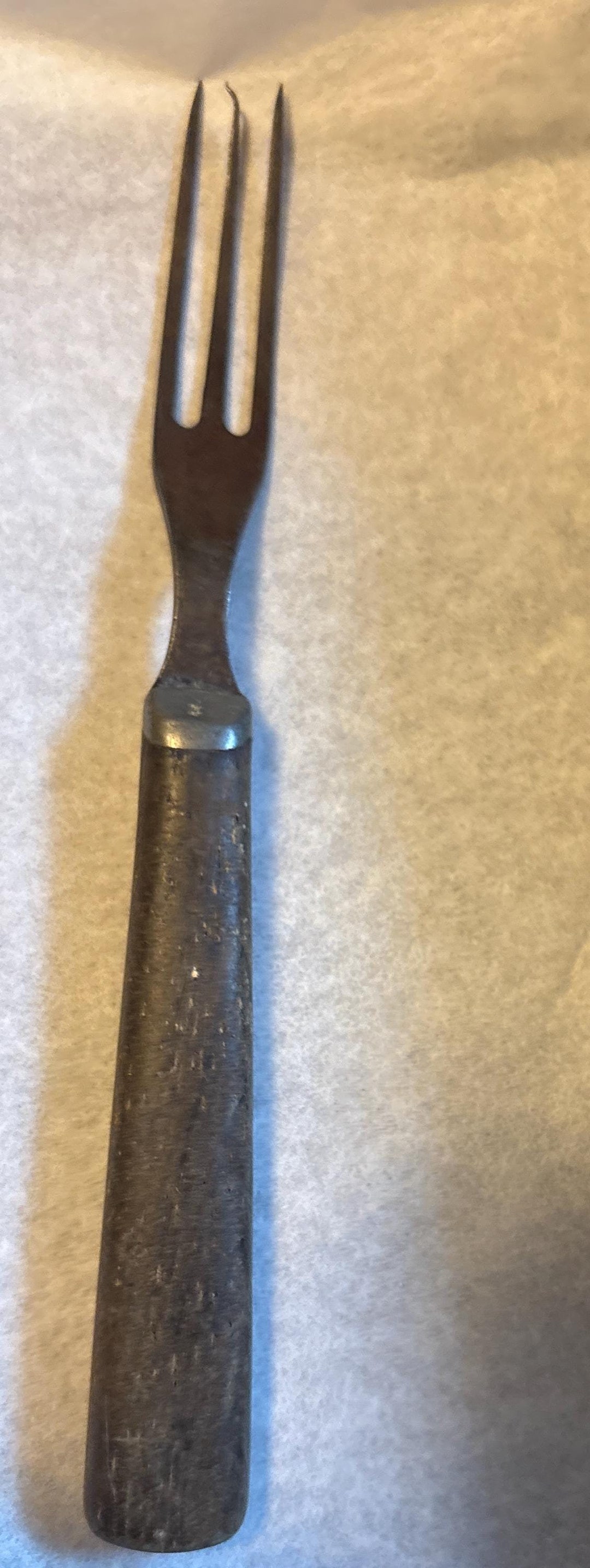 Antique 3 Tine Fork With Wooden Handle - Etsy