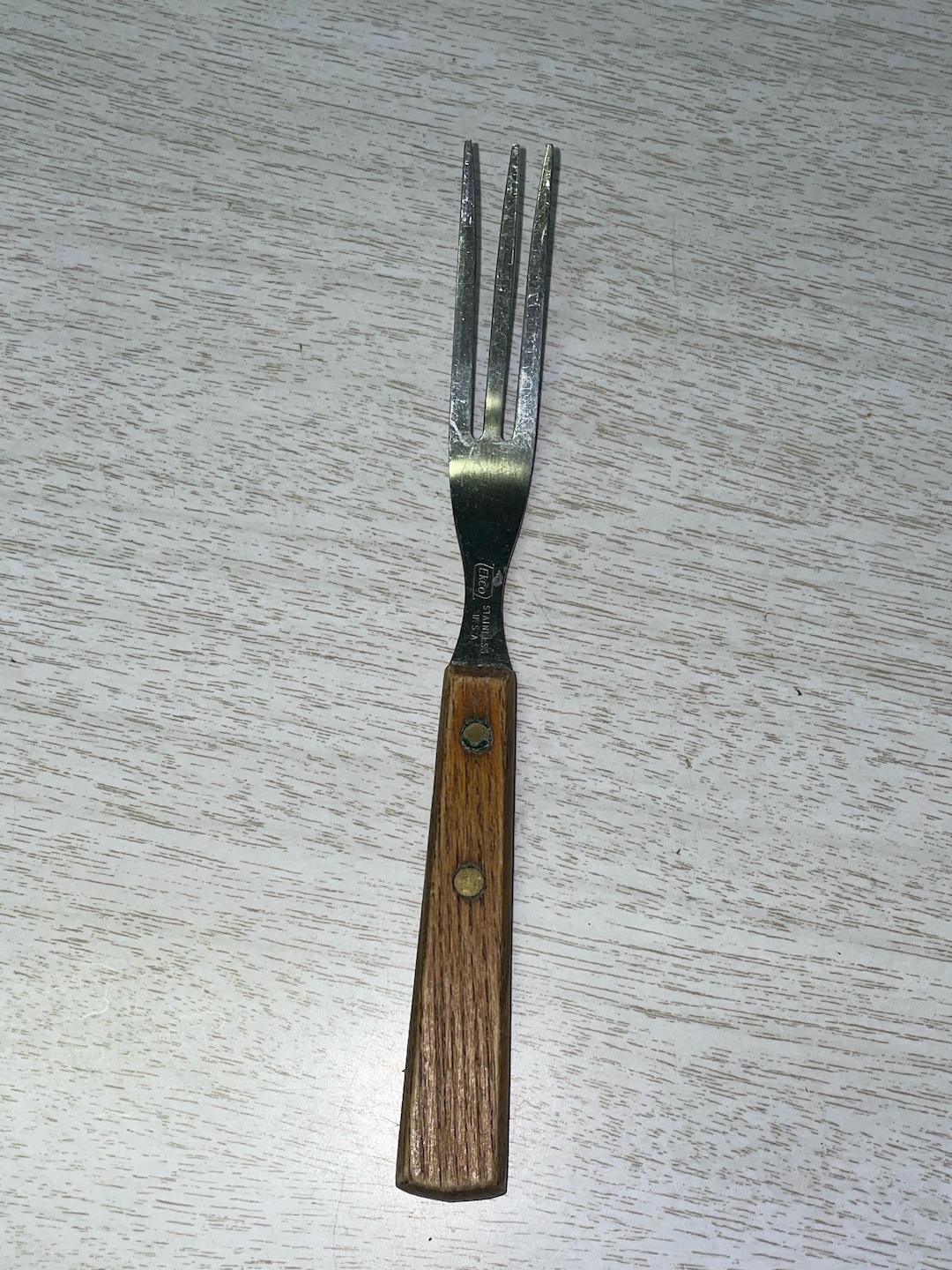 Stainless Steel Three Tine Fork With Wooden Handle - Etsy