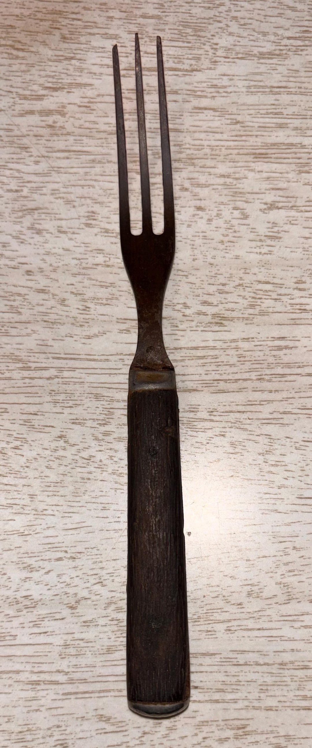 Antique 3 Tine Fork With Wooden Handle - Etsy