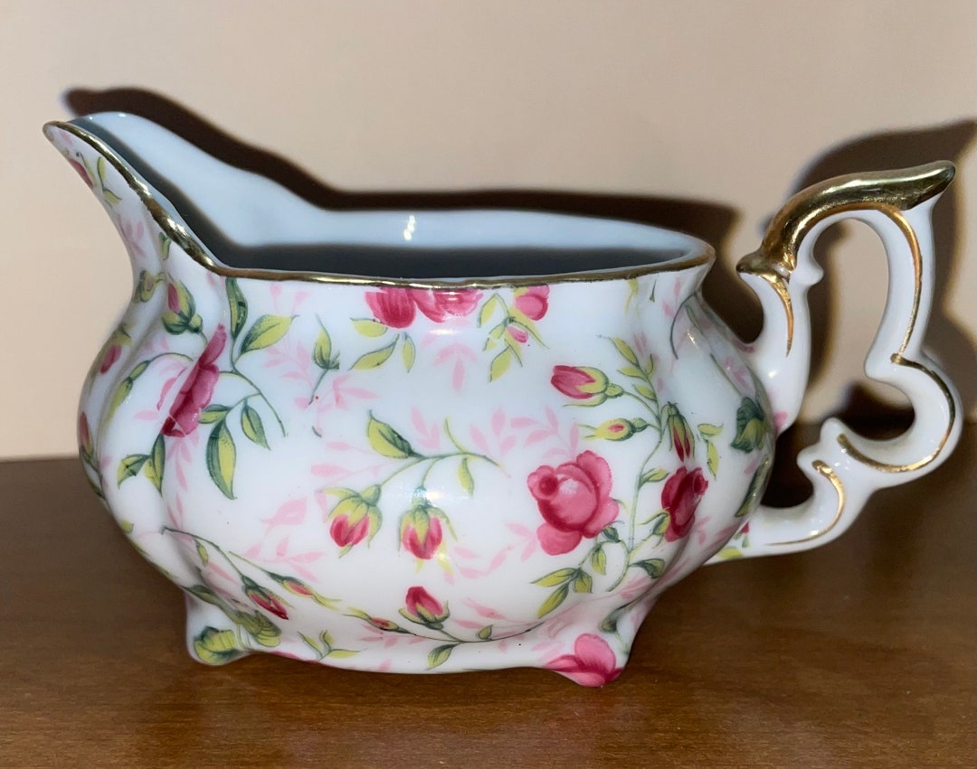 Lefton China Hand Painted China ROSE CHINTZ Creamer - Etsy