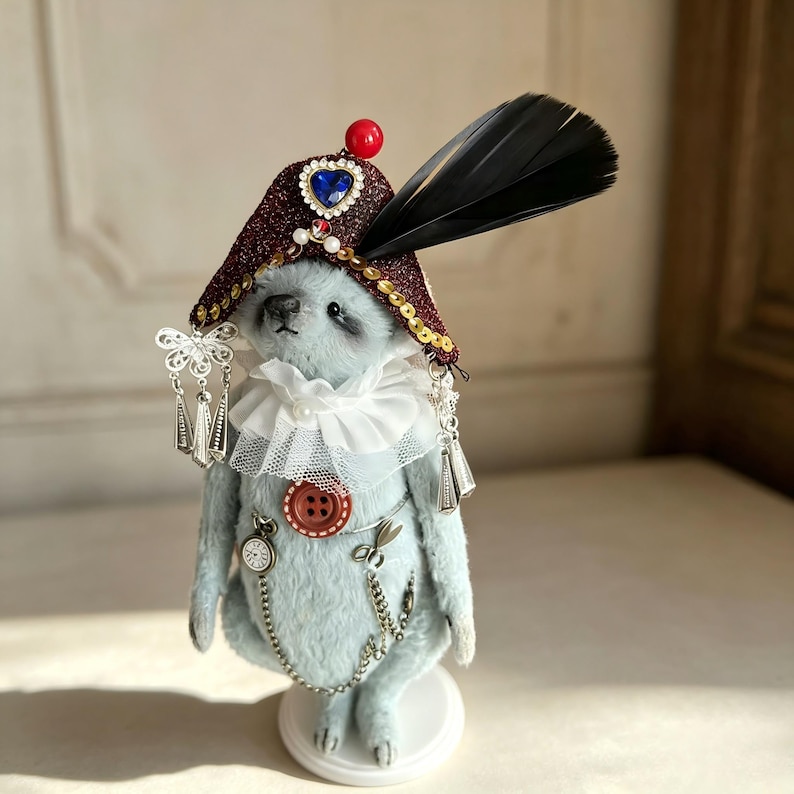 Handmade Blue Teddy Bear Art Doll Folk Inspired Jointed Artist Bear ...