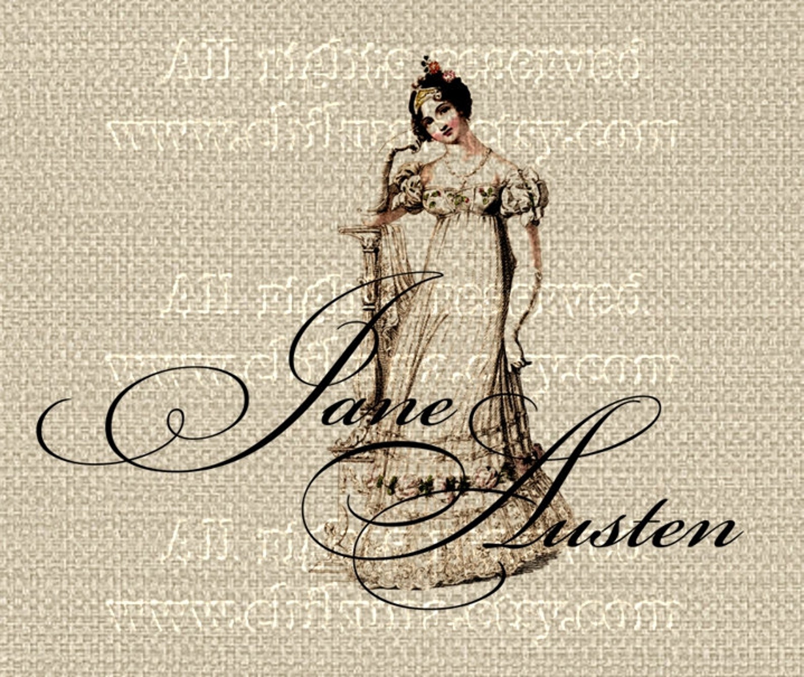 JANE AUSTEN Digital Sheet Printable Single Large Image to | Etsy