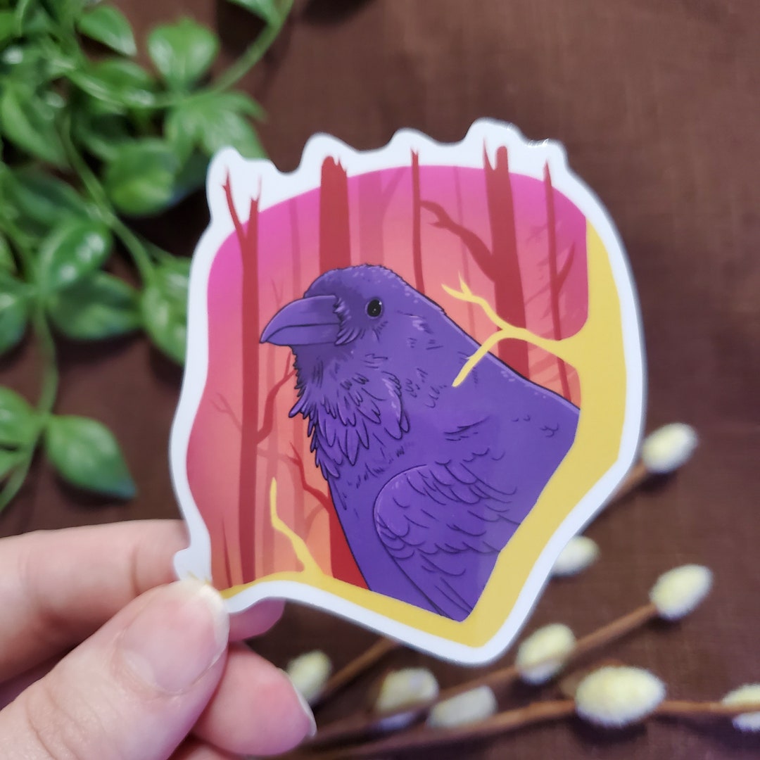 Retro Color Raven Sticker - Etsy