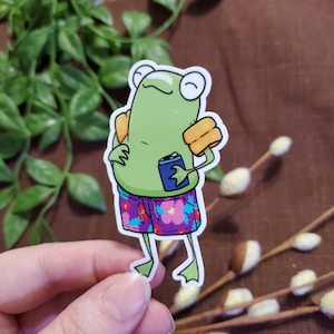 Frog at Beach Sticker - Etsy
