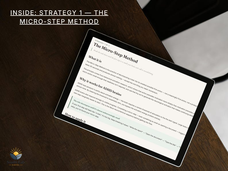 ADHD Task Initiation Guide | Task Paralysis Workbook, Executive ...