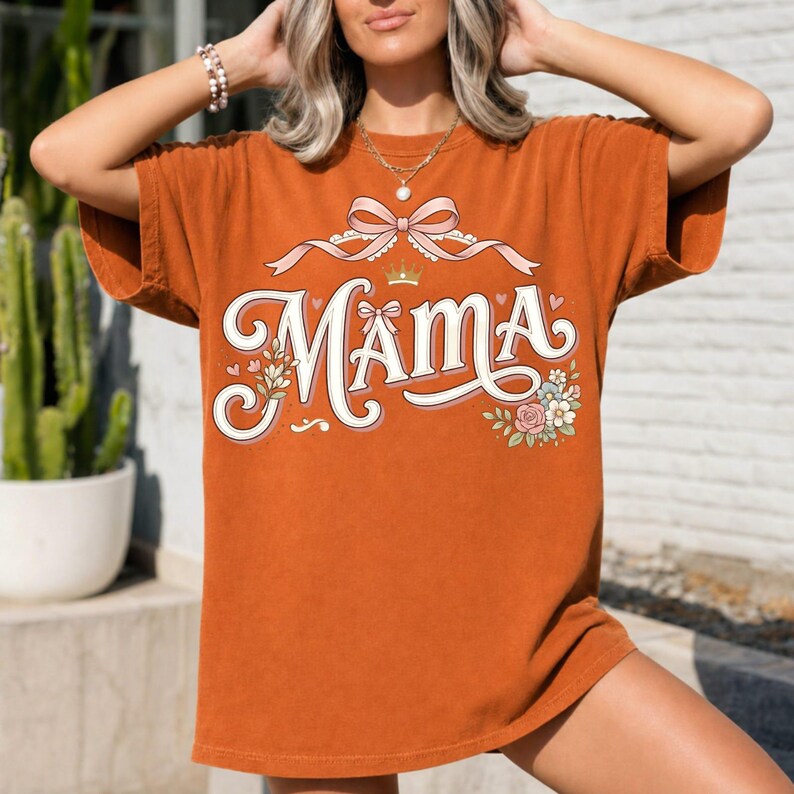 Coquette Mama Shirt, Vintage Floral Mom Tee, Oversized Graphic T-shirt ...