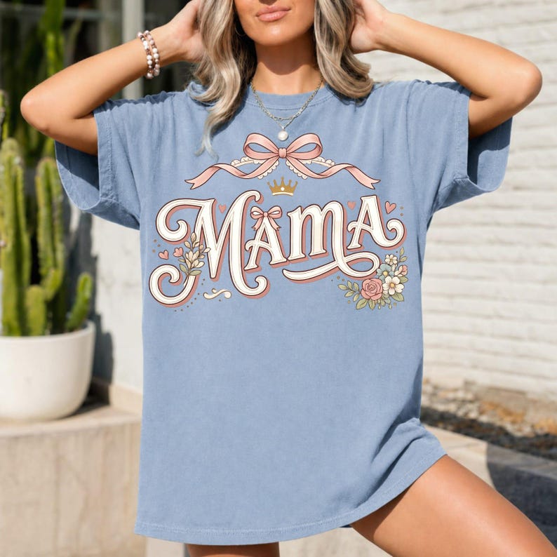 Coquette Mama Shirt, Vintage Floral Mom Tee, Oversized Graphic T-shirt ...