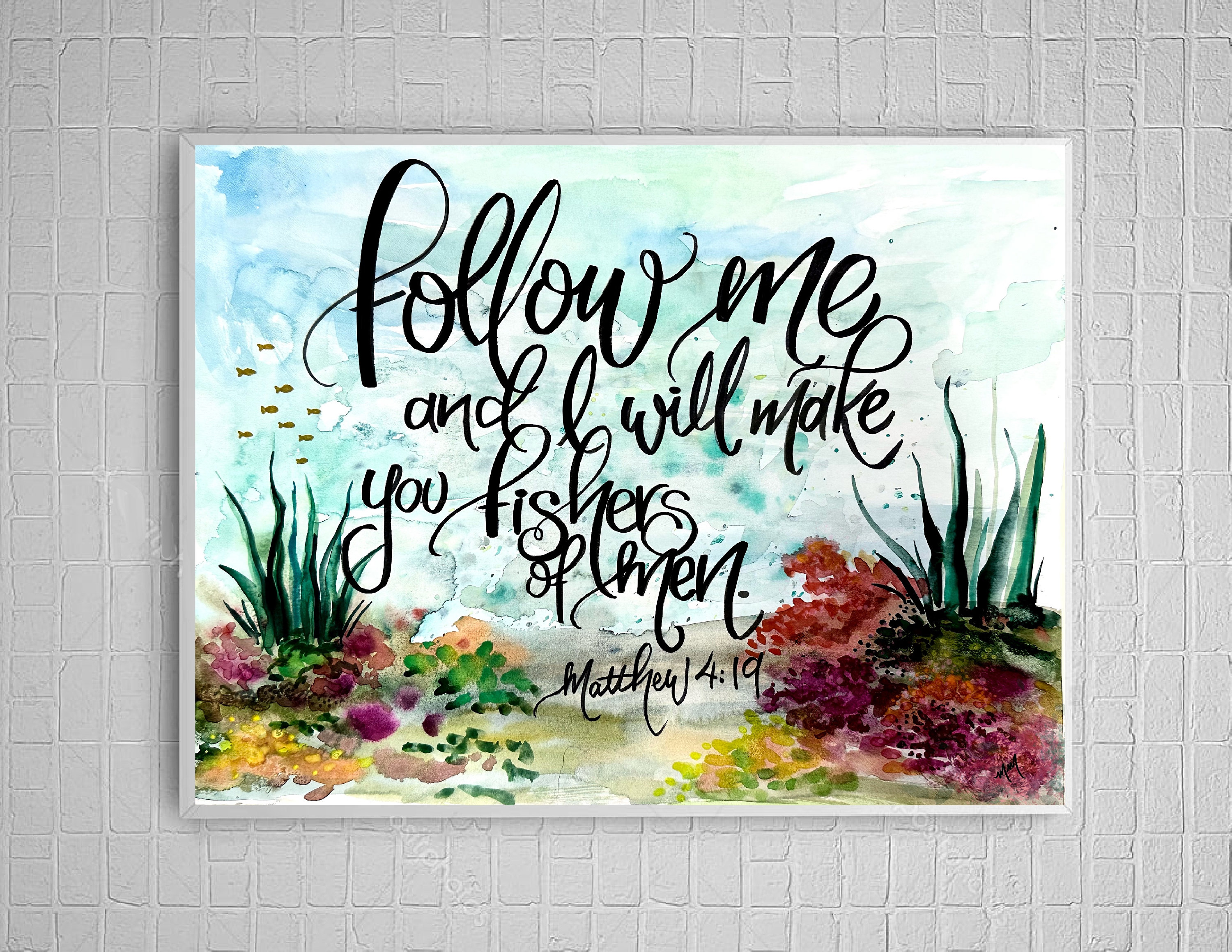 Fishers of Men Bible Verse - Art Print - Watercolor - Etsy