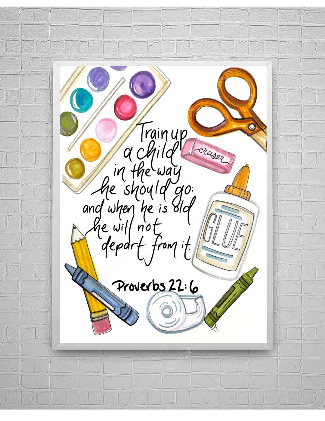 Bible Verse Art Print - Train up a Child - Proverbs 22:6 - Teacher ...
