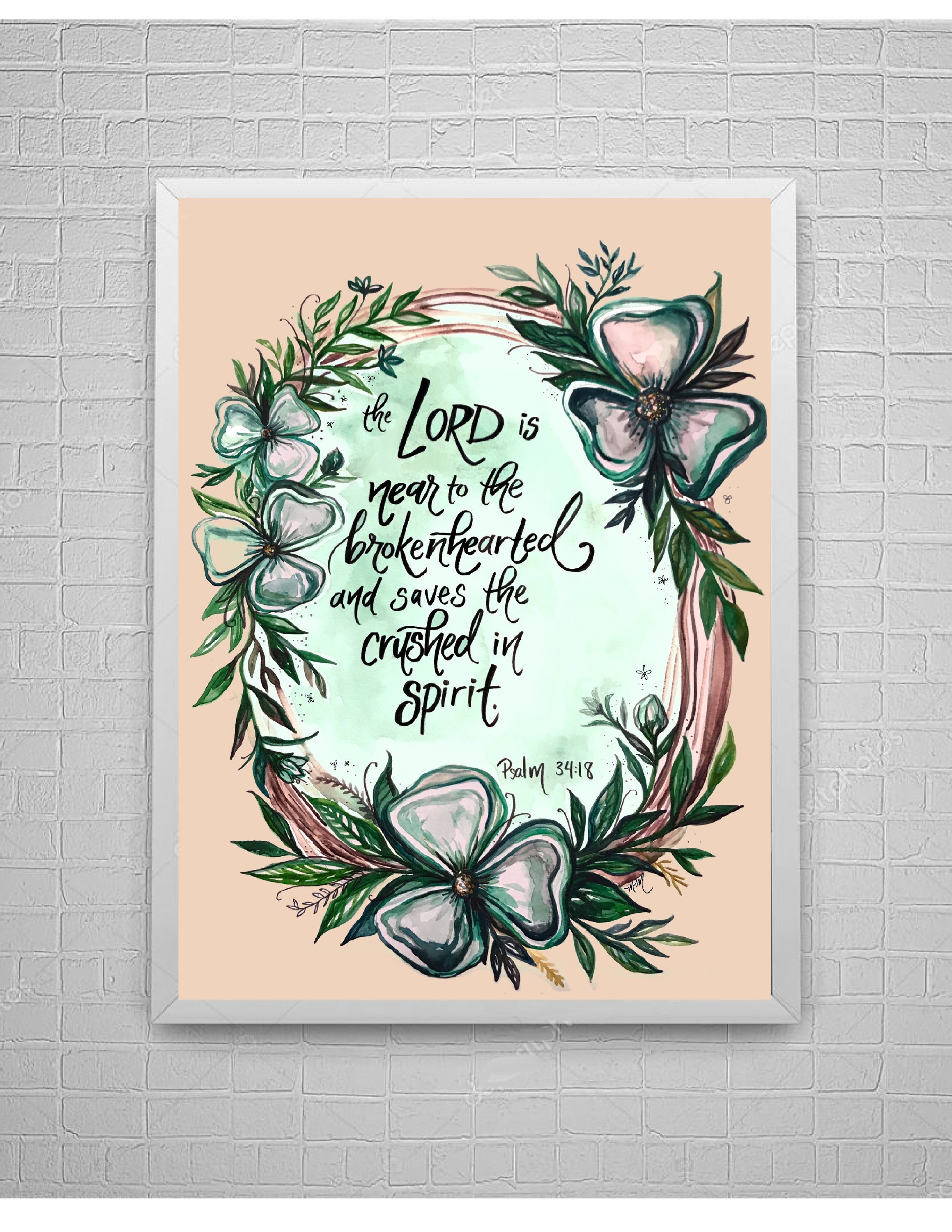 Bible Verse Art - Psalm 34:18 - SYMPATHY, GRIEF - Etsy