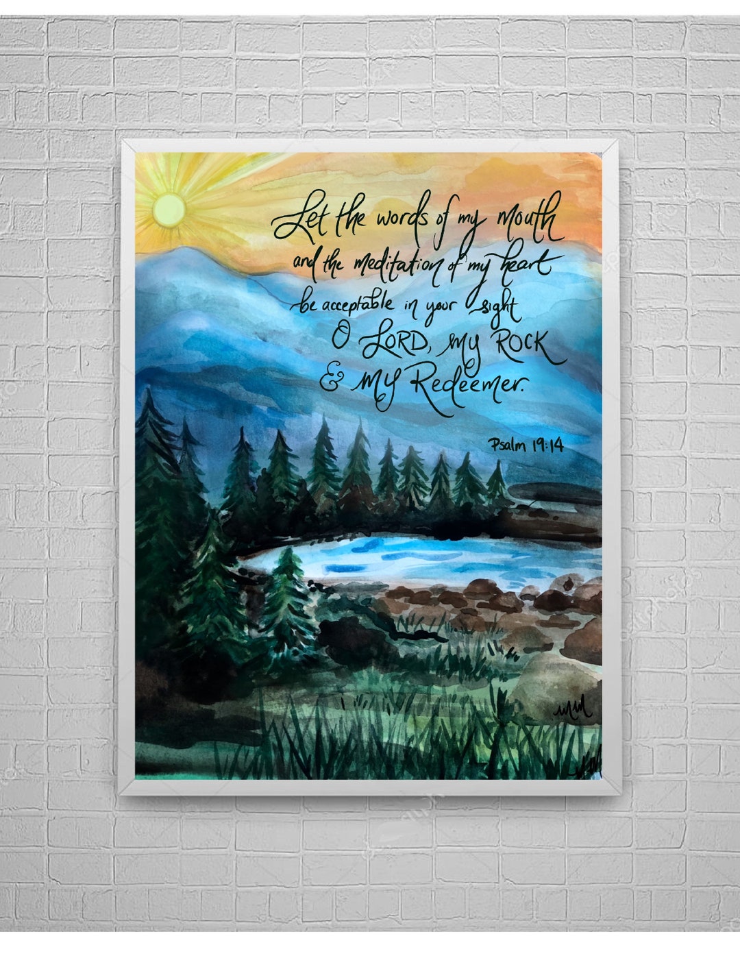 Psalm 19:14 - Bible Verse Art - Scripture Art - Etsy