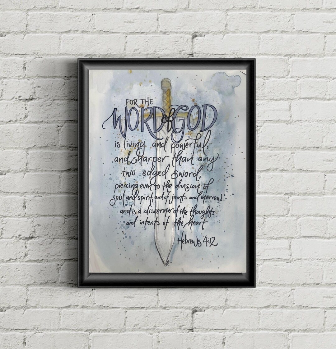 Bible Verse Art - Hebrews 4:12 - Sword - Word of God - Etsy