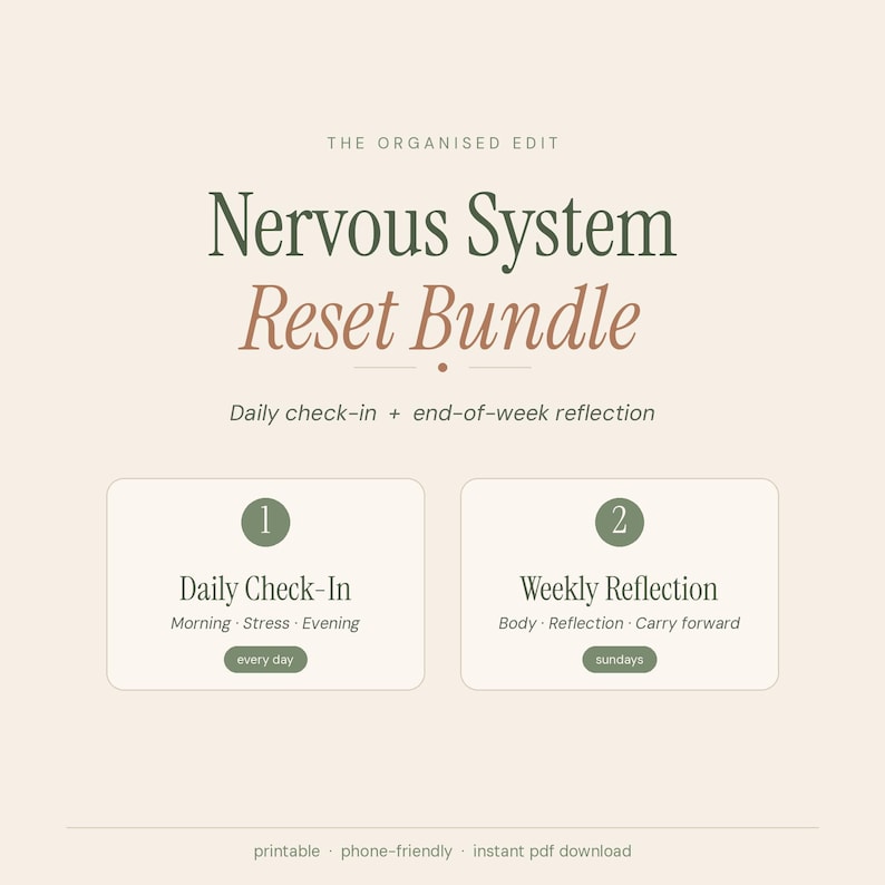 Nervous System Check in Printable | Daily Regulation Journal | Somatic ...