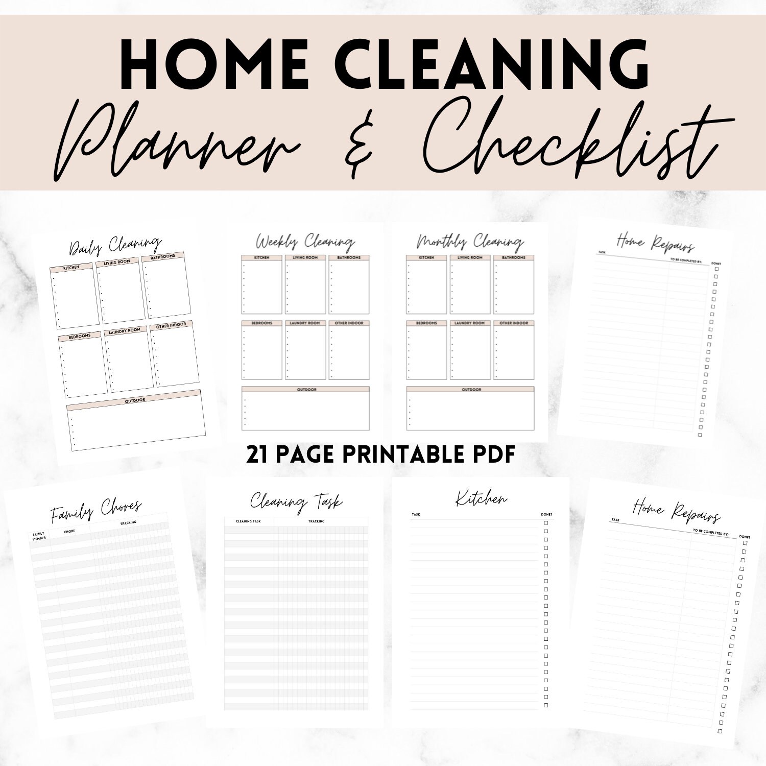 Home Cleaning Planner & Checklist - Etsy