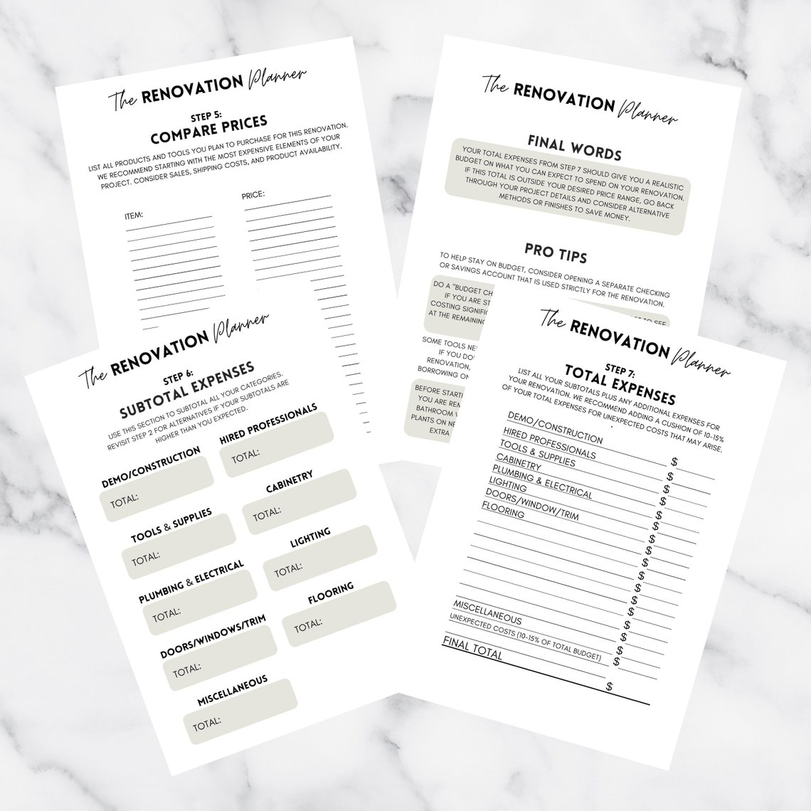 The Renovation Planner Printable PDF, Home Renovation Budget, Home ...