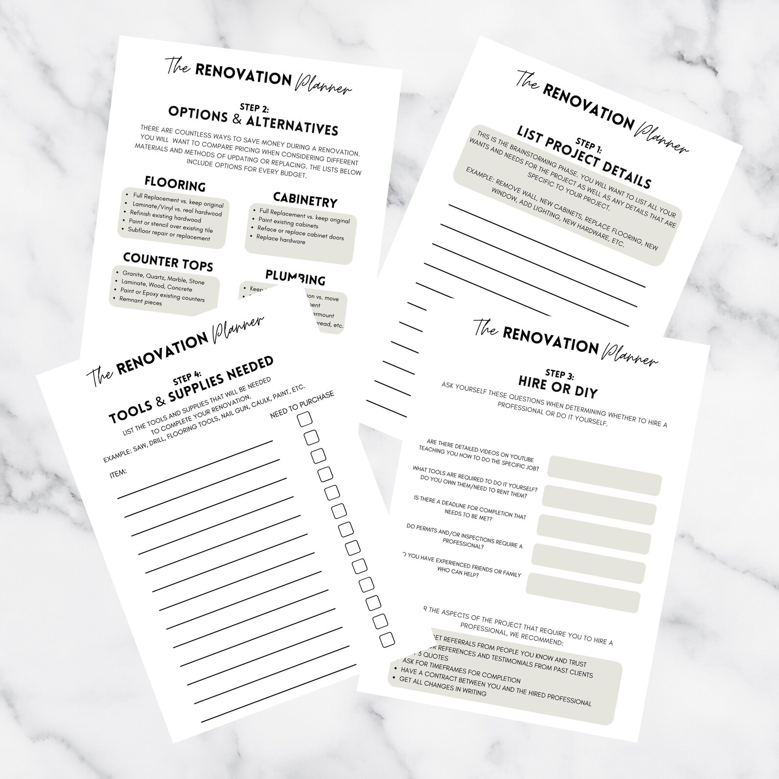 The Renovation Planner Printable PDF, Home Renovation Budget, Home ...