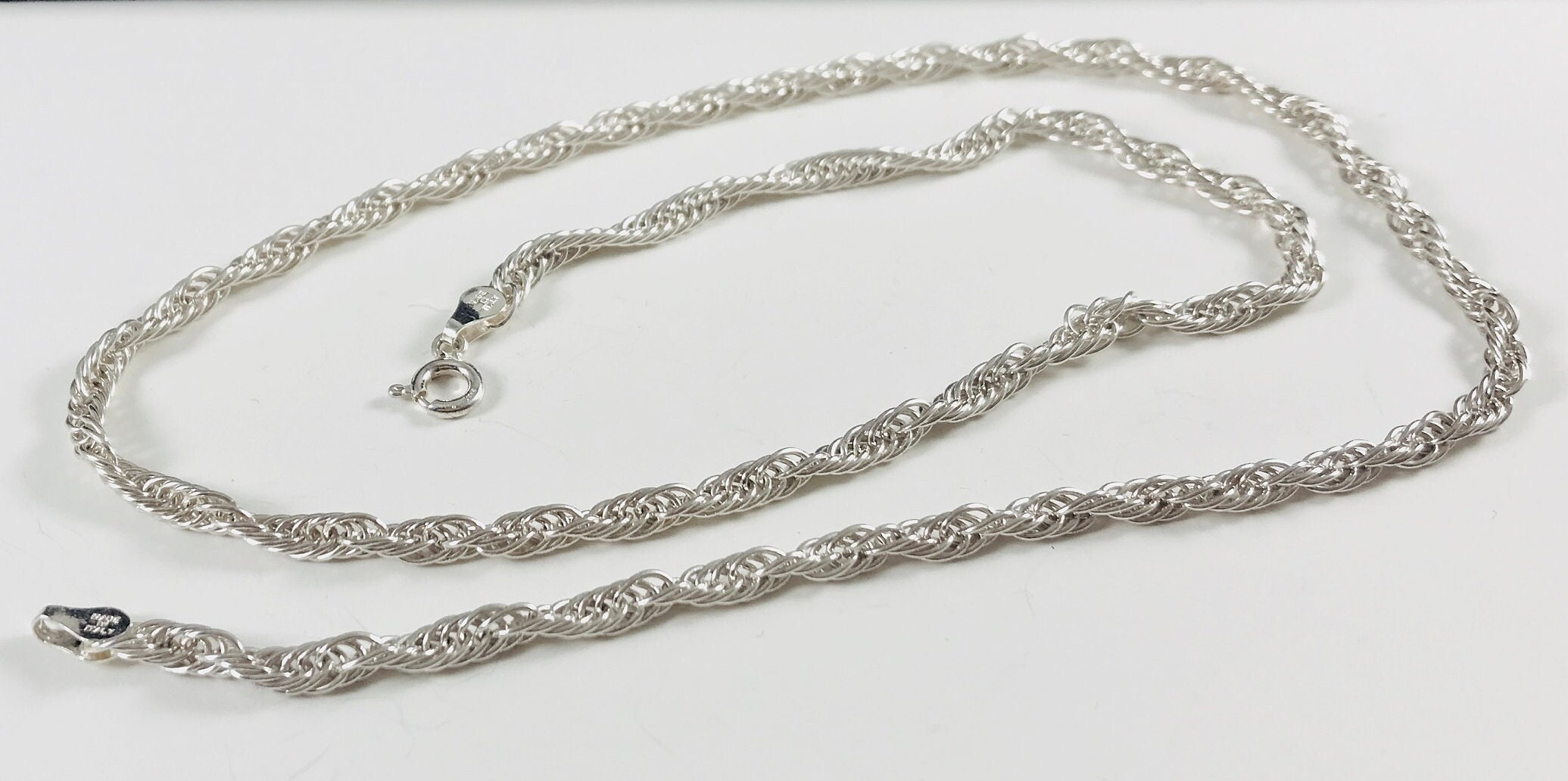 Milor Necklace 925 Sterling Silver 20 Single Strand Singapore Rope ...