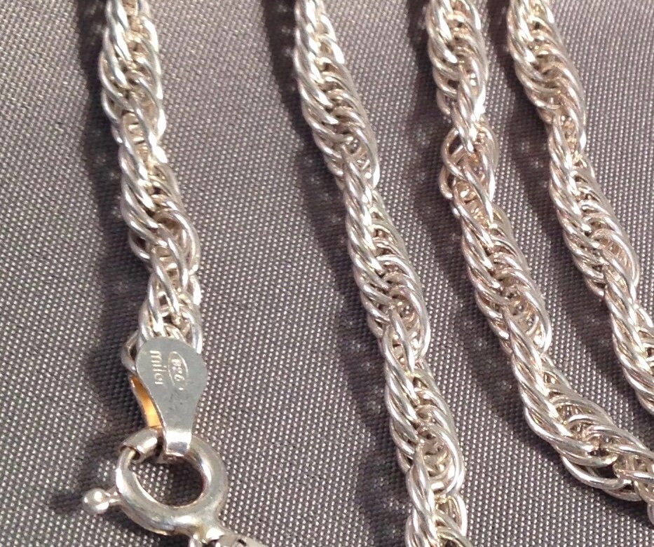 Milor Necklace 925 Sterling Silver 20 Single Strand Singapore Rope ...