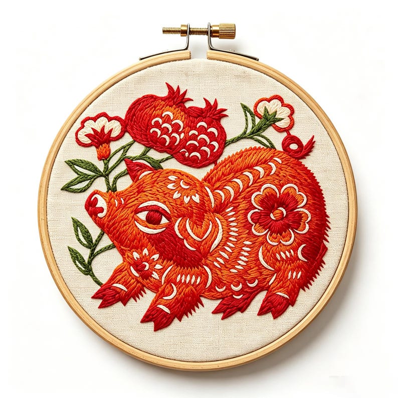 Chinese Zodiac Embroidery Bundle Dog Pig PDF | New Chinese Style Hoop ...