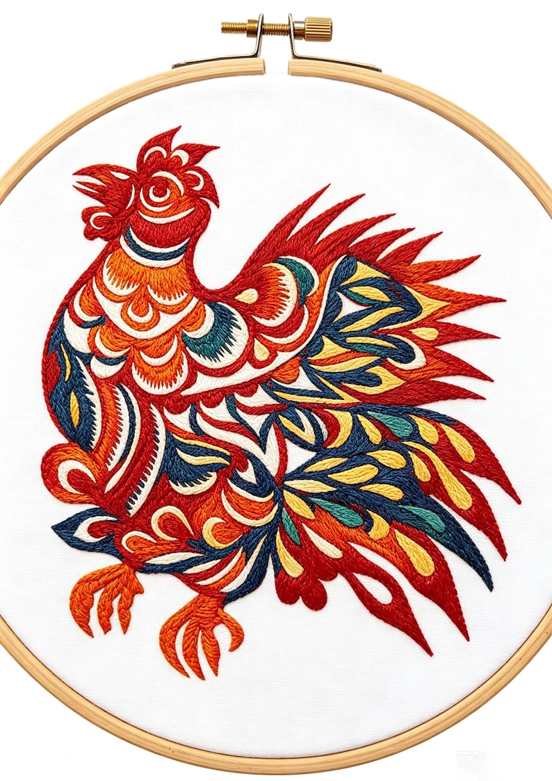 Chinese Zodiac Snake Horse Goat Monkey Rooster Hoop Embroidery PDF ...