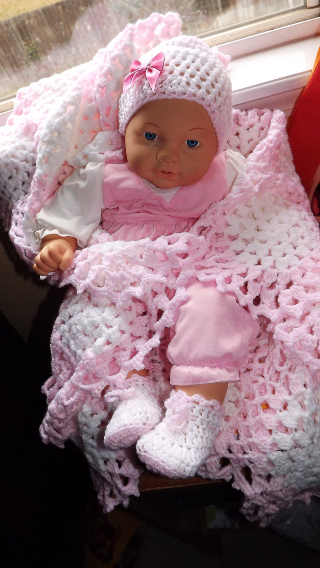 Baby Blanket Set, Blanket, Booties, Hat. Handmade - Etsy