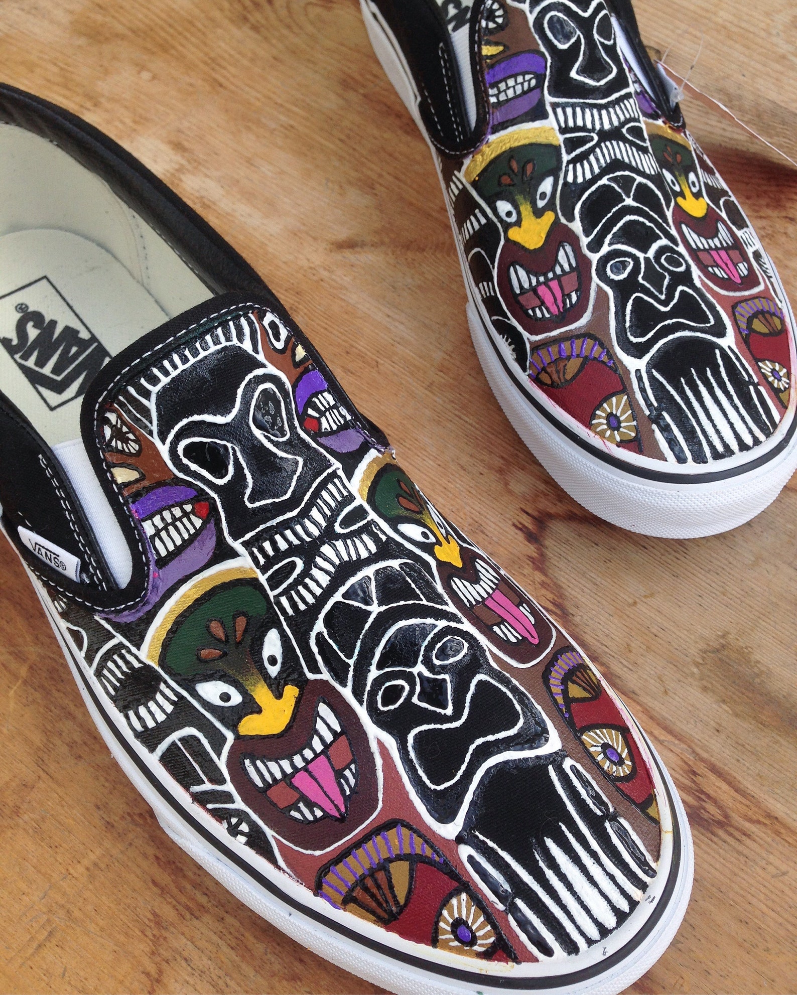 Men's Handpainted Custom Vans Slip Ons Navajo Cherokee | Etsy