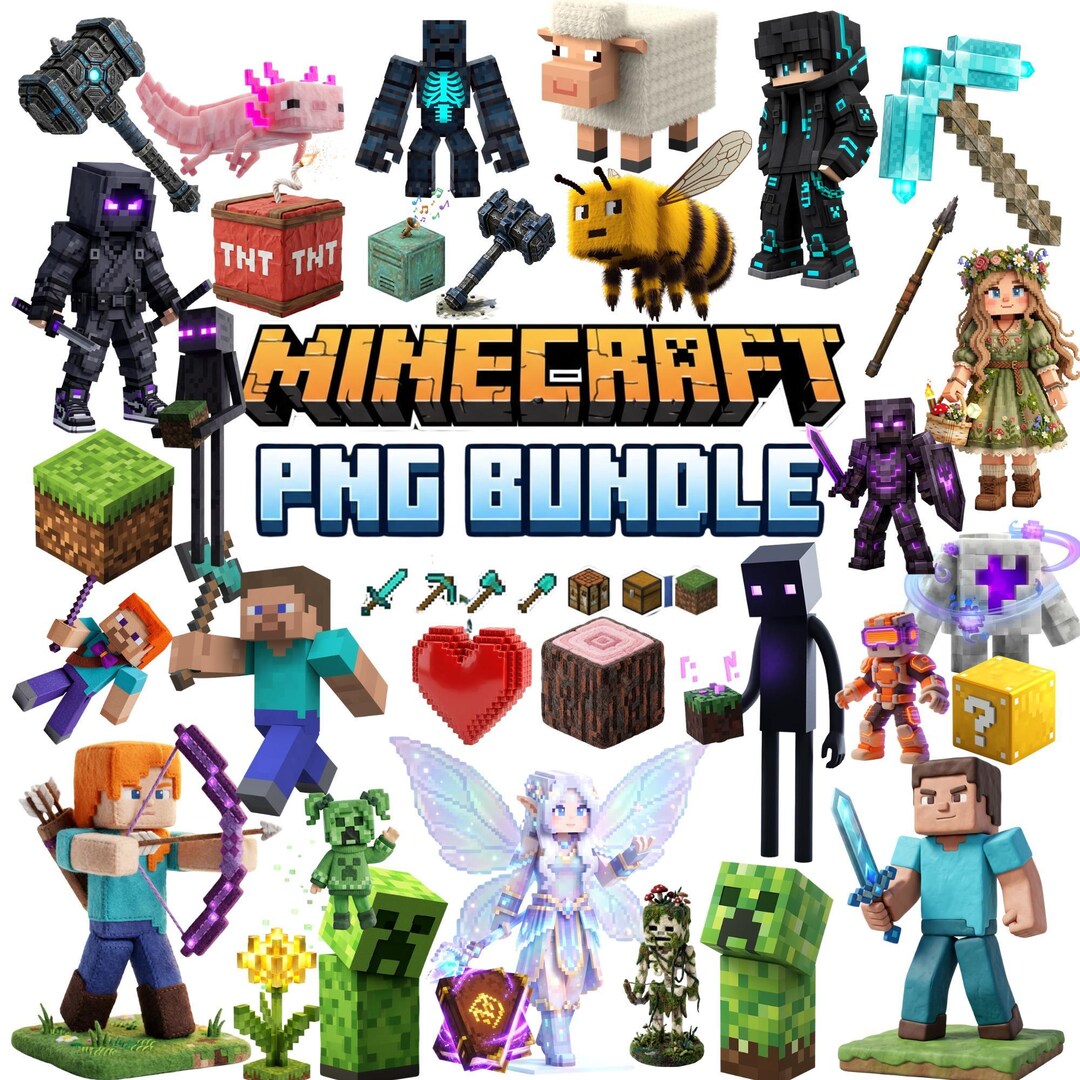 Mineblock Png Bundle PNG, 300 DPI Game Characters & Icons | Pixel ...